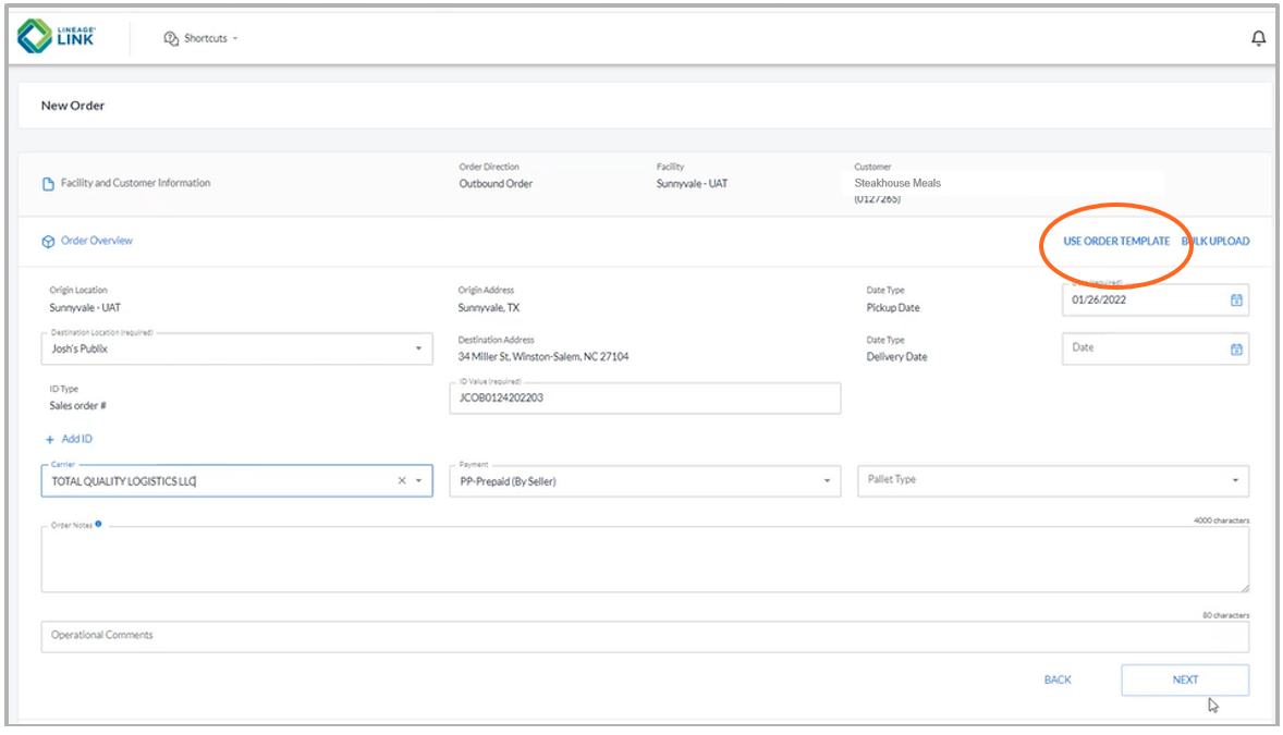 Create an order template for recurrent orders